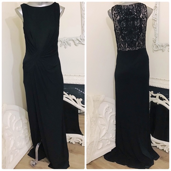 David Meister | Dresses | David Meister Black Column Wrap Maxi Dress ...
